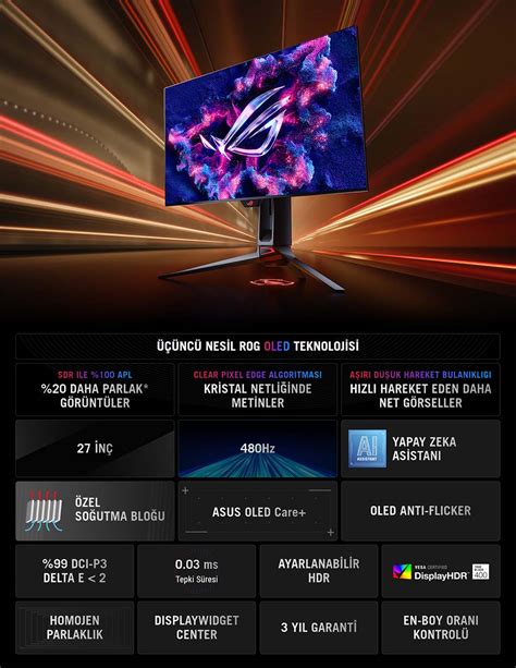 Asus Rog Swift Pg27aqdp 003ms 480hz 2k Oled Oyuncu Monitörü Fiyatı Ve