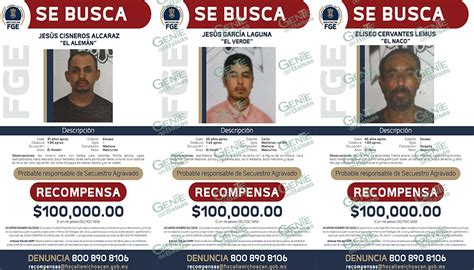 Ofrecen 100 Mil Pesos De Recompensa Por 3 Presuntos Secuestradores
