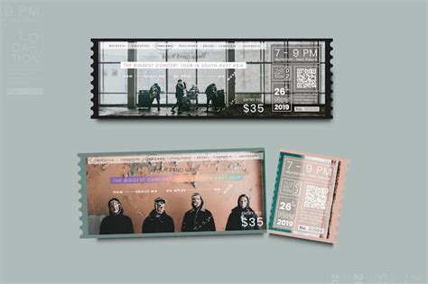 보이 밴드 콘서트 티켓 템플릿 프리미엄 벡터