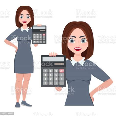 여자 계산기를 들고 벡터 일러스트레이션을 참조하십시오 계산기에 대한 스톡 벡터 아트 및 기타 이미지 계산기 만화 여자 Istock