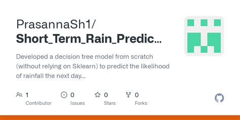 Github Prasannash1shorttermrainpredictionusingdecisiontreelearningmodel Developed A