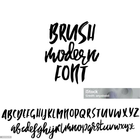 핸드 드라이 브러쉬 레터링 그려 그런 지 스타일 알파벳입니다 필기체 폰트입니다 벡터 일러스트입니다 알파벳에 대한 스톡 벡터 아트 및 기타 이미지 Istock