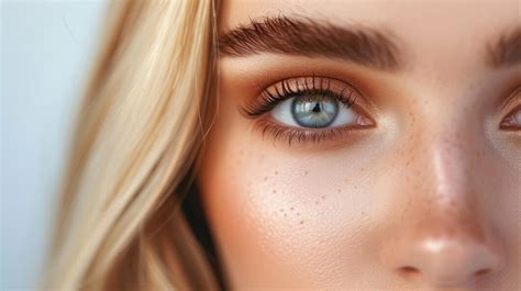 Premium Photo Beautiful Blonde With Laminated Eyebrows Closeup Of