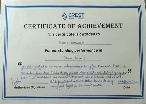 Hardik Dholariya On Linkedin Thank You So Much Crest Data Systems For Recognizing My Work And