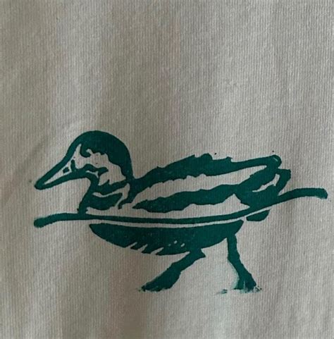 Swimming Duck Block Print Graphic Tshirt Original Linocut Design Tee
