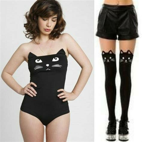 Cat Body Suit And Tights One Piece Body Suit Womens Top
