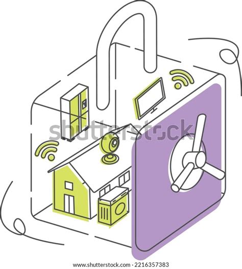 Smart Home Iot Security Illustration Stock Vector Royalty Free Shutterstock