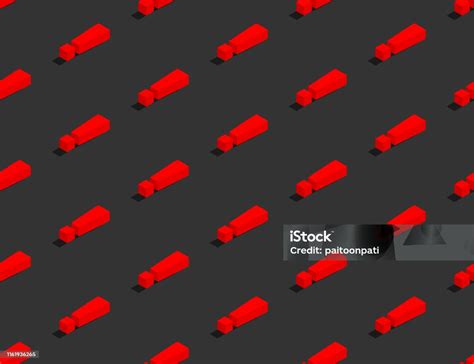 느낌표 기호 3d 등각 투영 원활한 패턴 경고 개념 포스터 및 배너 수직 디자인 그림 복사 공간 어두운 회색 배경에 격리 벡터