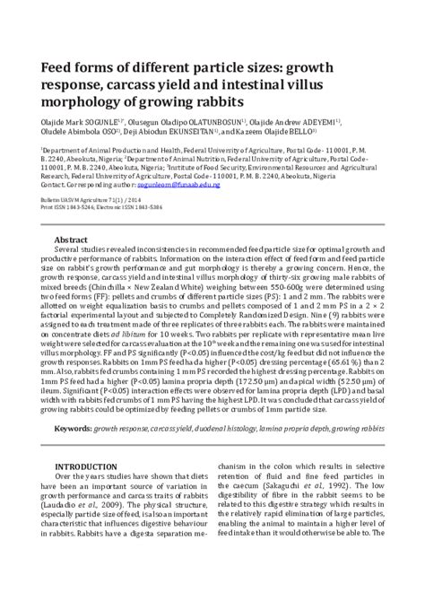 Pdf Feed Forms Of Different Particle Size Growth Response Carcass