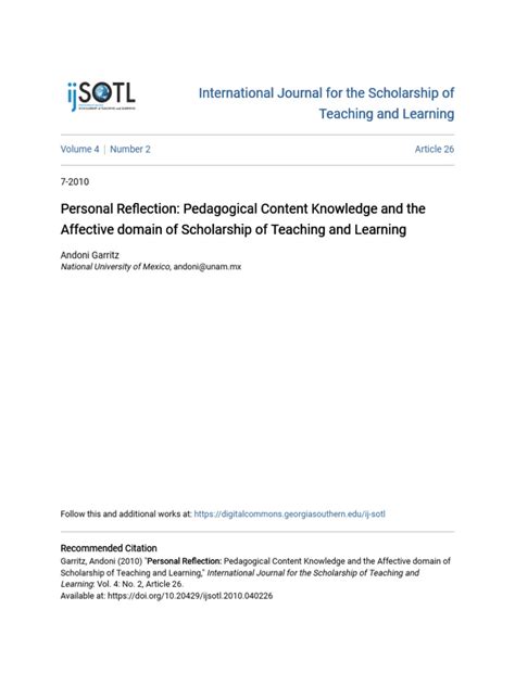 Pedagogical Content Knowledge And The Affective Domain Pdf Pedagogy