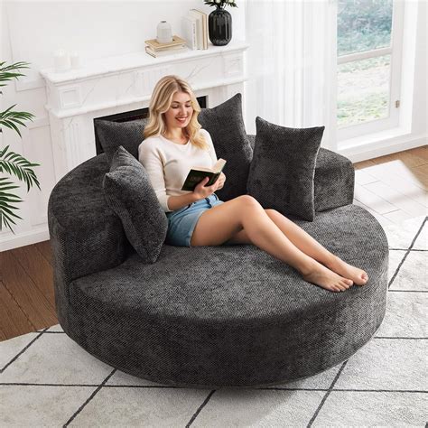 Oversized Round Swivel Chaise Longue Chair Indoor Modern