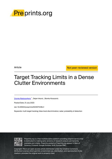 PDF Target Tracking Limits In A Dense Clutter Environments