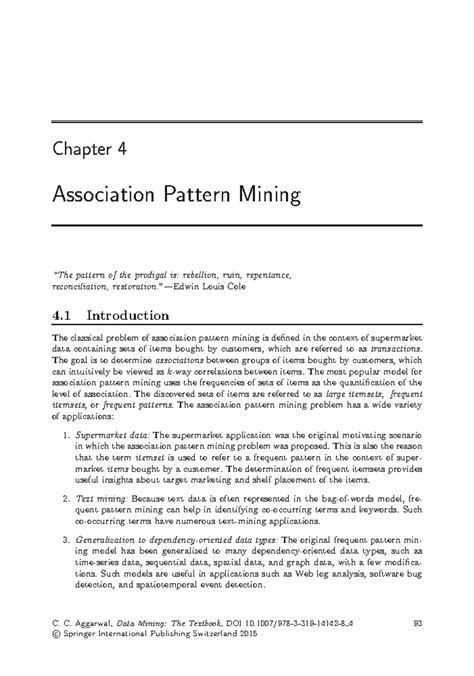 Data Mining The Textbook Chapter 4 Chapter 4 Association Pattern Mining “the Pattern Of The