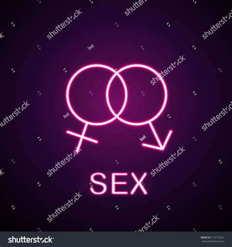 Sex Neon Light Icon Interlocked Man Stock Vector Royalty Free