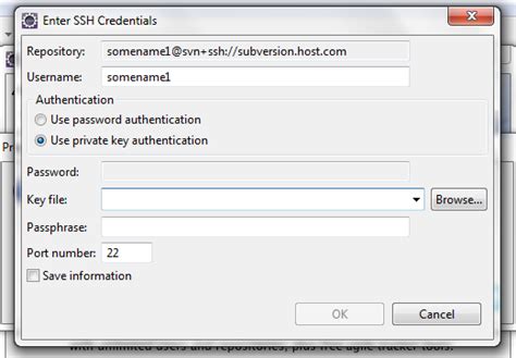 Java How Do I Svn Checkout Using A Private Key Authentication Stack Overflow
