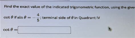 Find The Exact Value Of The Indicated Trigonometric