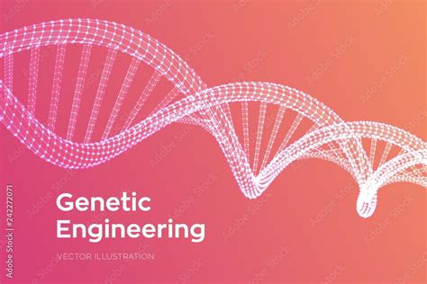 DNA Sequence Wireframe DNA Molecules Structure Mesh DNA Code Editable Template Science And