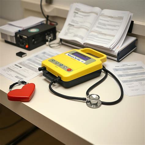 Portable Defibrillator With Patient Charts And Stethoscope Premium Ai Generated Image