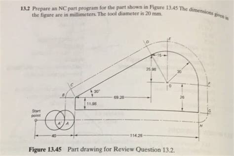 solved 13 2 prepare an nc part program for the part shown in