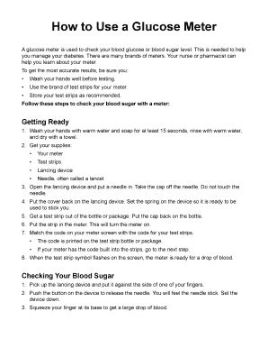 Fillable Online How To Use A Glucose Meter Fax Email Print PdfFiller