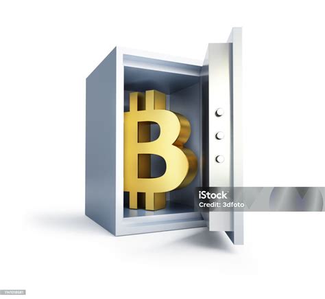 흰색 배경 3d 그림 3d 렌더링에 안전 내부 비트 코인 개념에 대한 스톡 사진 및 기타 이미지 개념 개념과 주제 금 금속 Istock