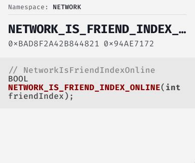 NetworkIsFriendIndexOnline FiveM Natives Cfx Re Docs