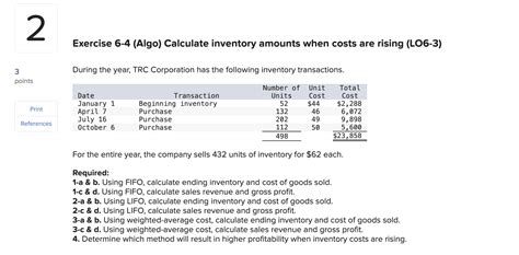 solved exercise 6 4 algo ﻿calculate inventory amounts when