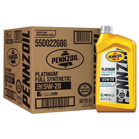 Pennzoil Platinum Full Synthetic 5w 20 Motor Oil 1 Quart Case Of 6