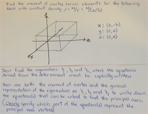 Solved Find The Moment Of Inertia Tensor Elements For The