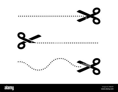 Scissor Cut Line Icon Black Scissor Border Paper Background Cutout