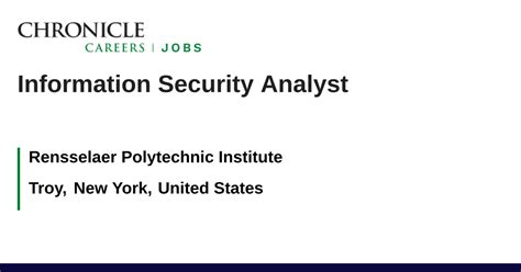 Information Security Analyst Job With Rensselaer Polytechnic Institute