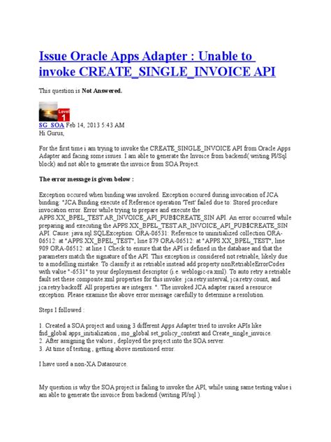 Issue Oracle Apps Adapter Pdf Application Programming Interface