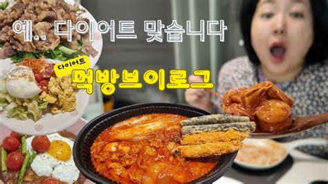 다이어트 먹방 브이로그 ㅣ 코끼리만큼 먹어치우는 아가리어터 보러오세요 스테비아방토곤약미김치찌개두부카레차돌치커리샐러드