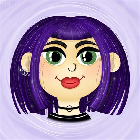 Иллюстрация Девушка с фиолетовыми волосами