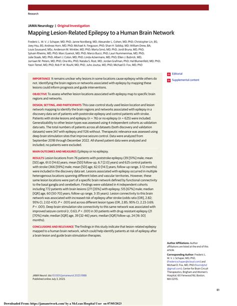 Pdf Mapping Lesion Related Epilepsy To A Human Brain Network