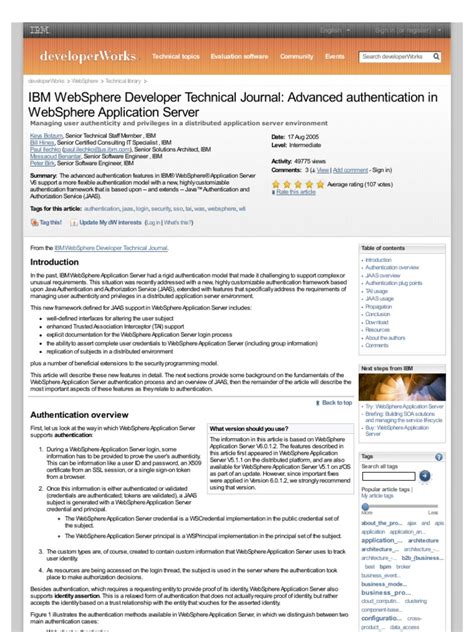 Advanced Authentication In Websphere Application Server Pdf Authentication Hypertext