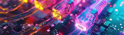Premium Photo Closeup Of Glowing Ethernet Cables In Vibrant Colors Connected To A Network Switch