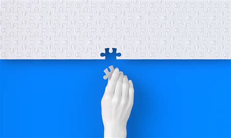 직소 퍼즐의 마지막 조각은 작업이나 임무를 완료 터치 흰색 손 조각 3d 그림을 마무리 퍼즐에 대한 스톡 사진 및 기타 이미지 퍼즐 Last Occurrence