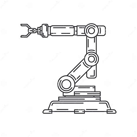 Line Flat Vector Icon Factory Conveyor Robot Arm System Automatic Industry Assembly Robotic