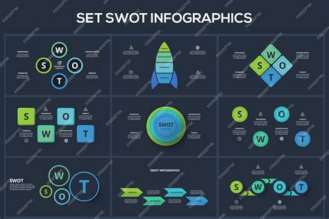 Premium Vector Set Swot Diagram With Steps Options Parts Or Processes Template For Web On A