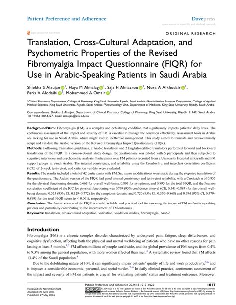 Pdf Translation Cross Cultural Adaptation And Psychometric Properties Of The Revised