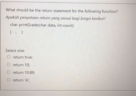 Solved What Should Be The Return Statement For The Following Chegg Com