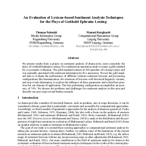An Evaluation Of Lexicon Based Sentiment Analysis Techniques For The Plays Of Gotthold Ephraim