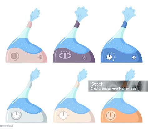 세트 가습기는 가정을 위한 증기를 분배합니다 공기 확산기 가습 장치 가습기에 대한 스톡 벡터 아트 및 기타 이미지 가습기 가정 생활 가정의 방 Istock