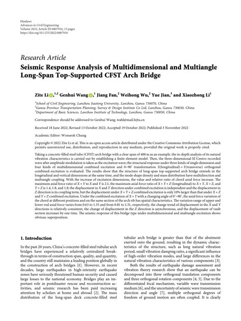 Pdf Seismic Response Analysis Of Multidimensional And Multiangle Long Span Top Supported Cfst