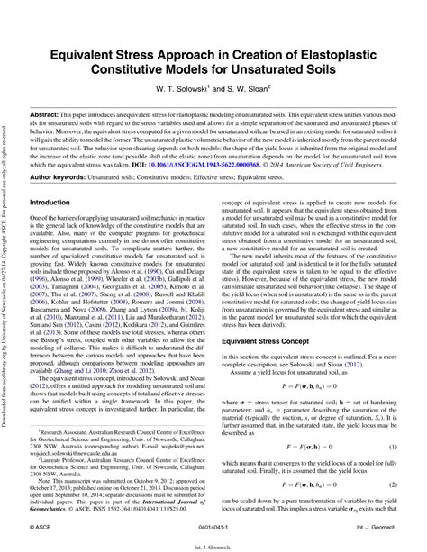 Pdf Equivalent Stress Approach In Creation Of Elastoplastic Constitutive Models For