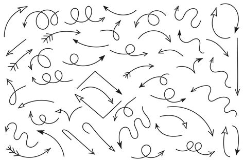 Curved Arrows Set Of Vector Hand Drawn Arrows Collection Of Pointers