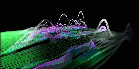 Abstract Background Graph Wavy Grid With Spheres Defocus On Black Big