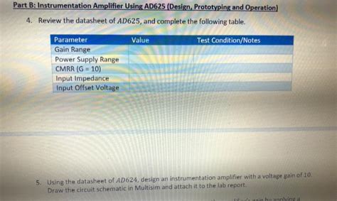Solved Part A Op Instrumentation Amplifier Design And Chegg Com