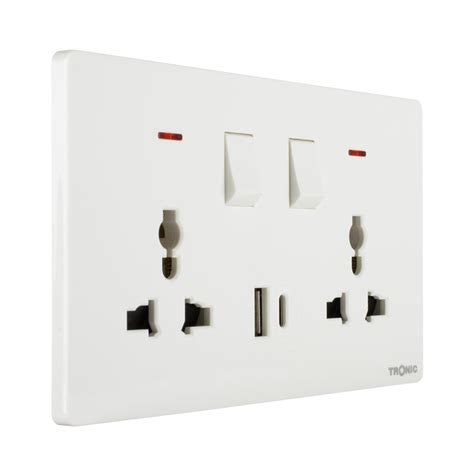 Universal Switch Socket Twin With Usb Type C Tronic Tanzania